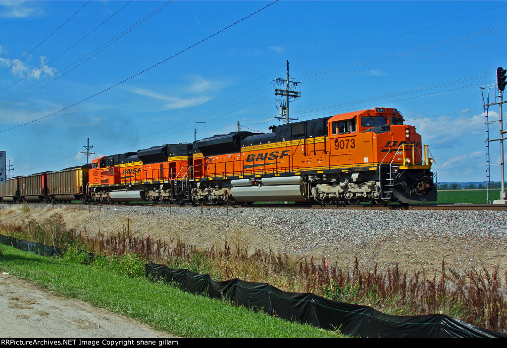 BNSF 9073 Rolls coal out of town!